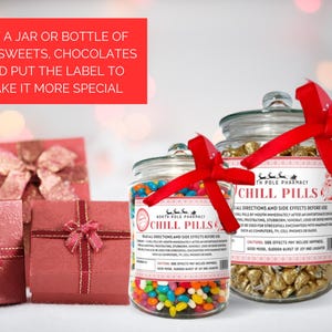 Chill Pill Labels, Christmas Printable Candy Jar Labels, Gag Gift for ...