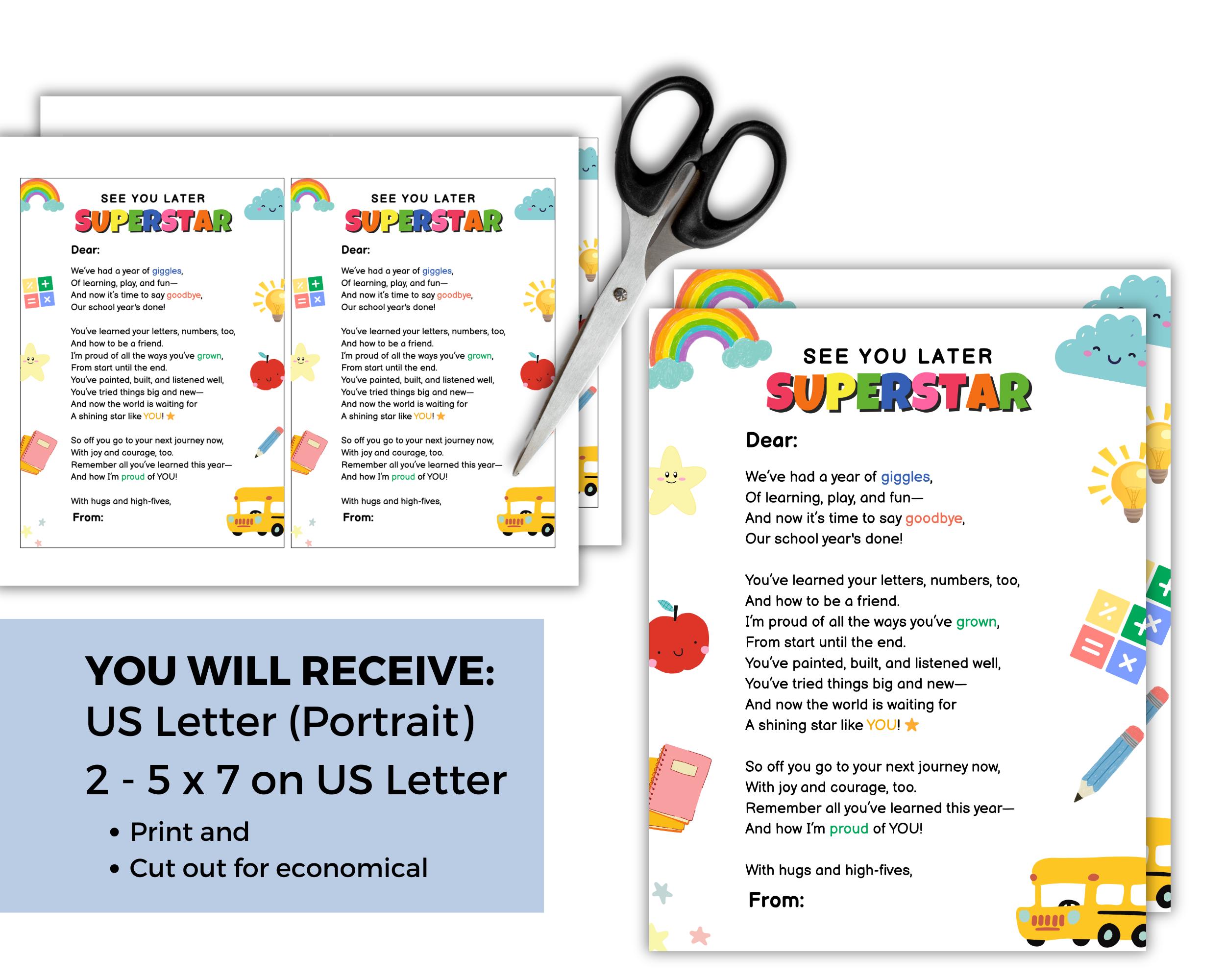 Printable Student Goodbye Letter From Teachers for End of Year Class ...