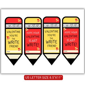 Valentine Pencil Holder, Printable Classroom Valentine Gift, Non Candy ...