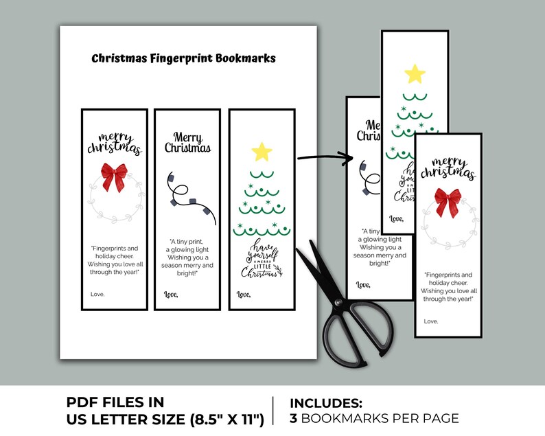 Christmas Fingerprint Bookmark Printable, Christmas Lights Fingerprint ...