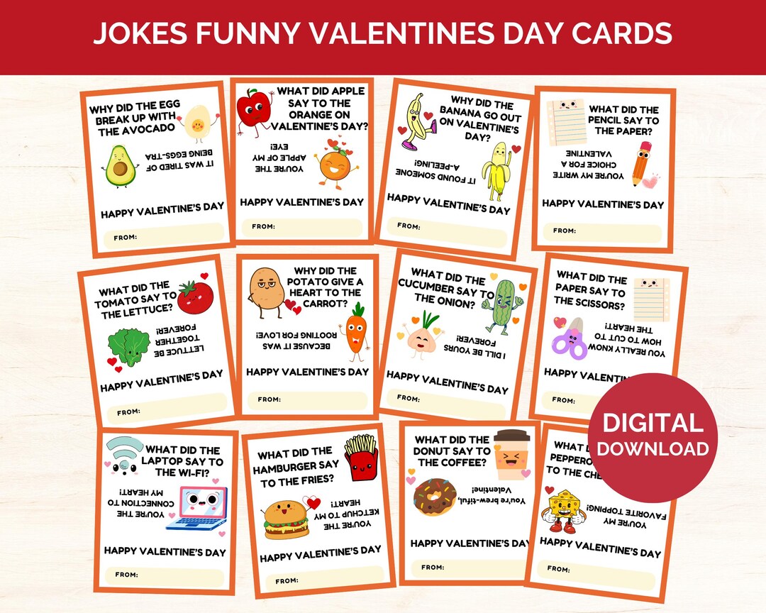Joke Valentines Day Cards Printable, Kids Adults Valentines Day Jokes ...