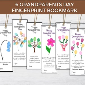 Grandparents Fingerprint Bookmark Craft Printable, Fingerprint Gift for ...