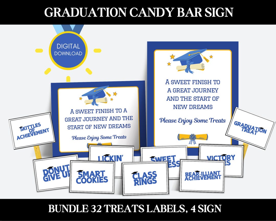 Graduation Candy Bar Sign Set, Printable Graduation Candy Label ...
