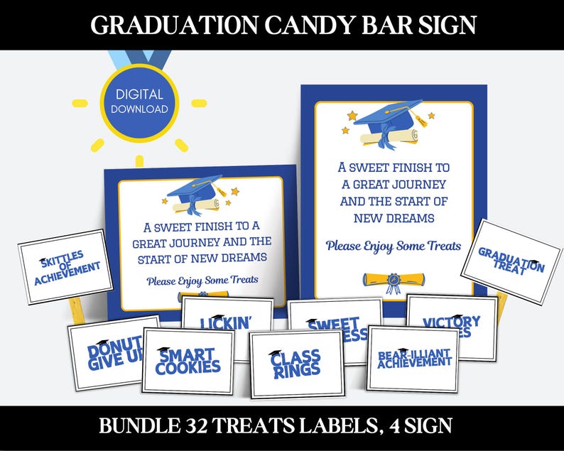 Graduation Candy Bar Sign Set, Printable Graduation Candy Label ...