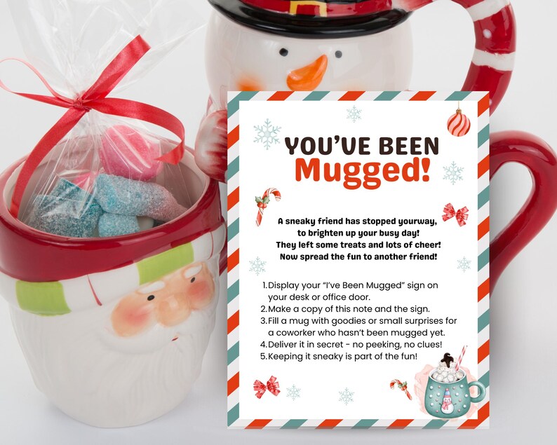 You've Been Mugged Printable, Christmas Mug Office Game, Holiday ...