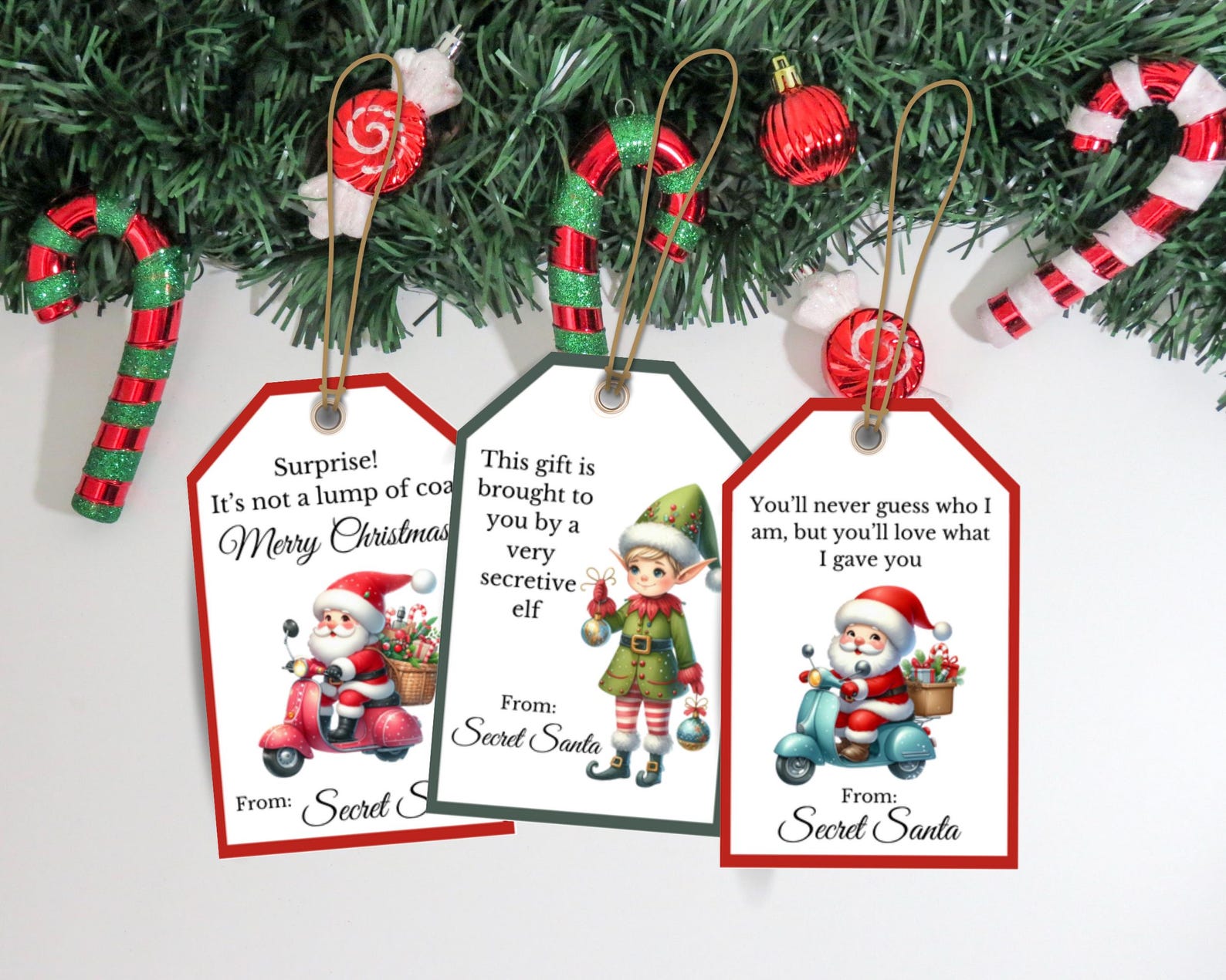 Secret Santa Gift Tags, Printable Christmas Gift Exchange Office Party ...