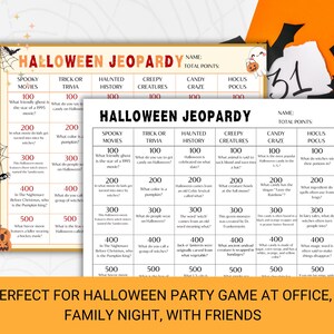 Halloween Jeopardy Game, Printable Halloween Trivia, Halloween Office ...