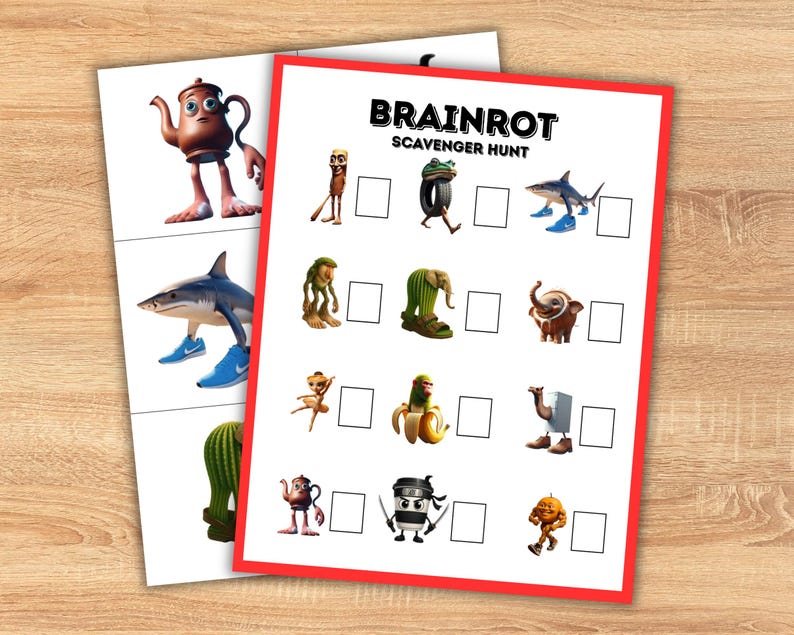 Brain Rot Scavenger Hunt Game Printable, Italian Brainrot Inspired ...