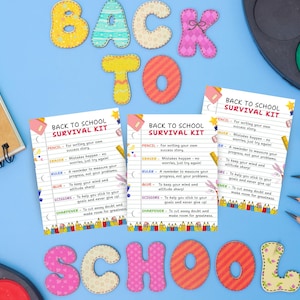 Back to School Survival Kits Stationary, Printable First Day of School ...