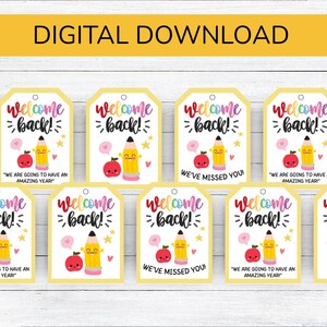 Welcome Back to School Gift Tags Printable, First Day of School Treats ...