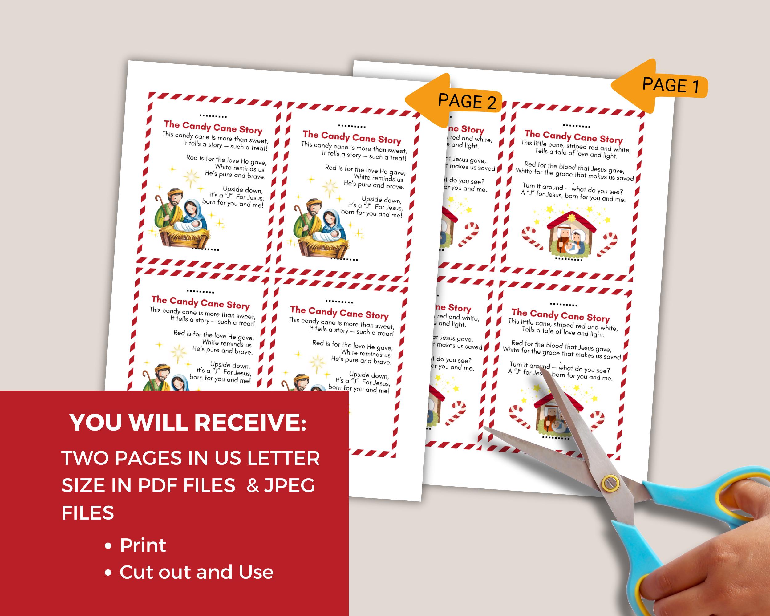 The Candy Cane Story Holder Printable, Christian Nativity Candy Cane ...