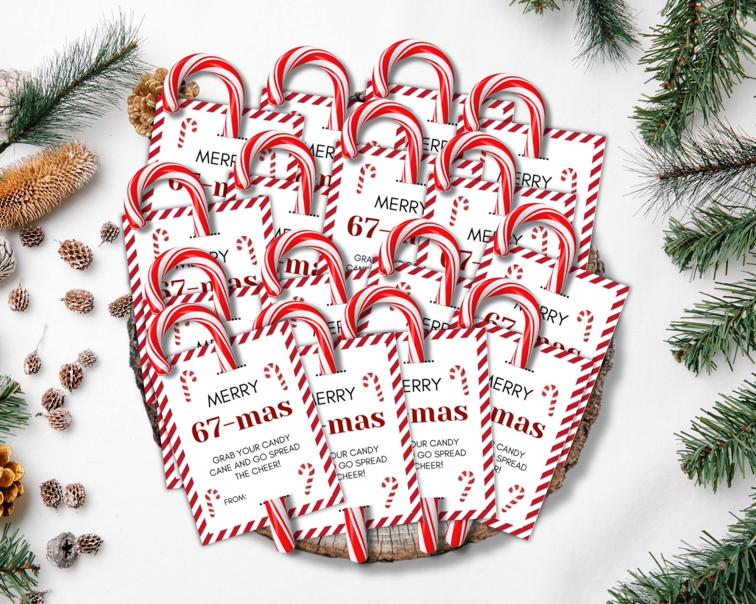 Printable 67 Christmas Candy Cane Holder Gift Tags, 6-7 Candy Cane Gram ...