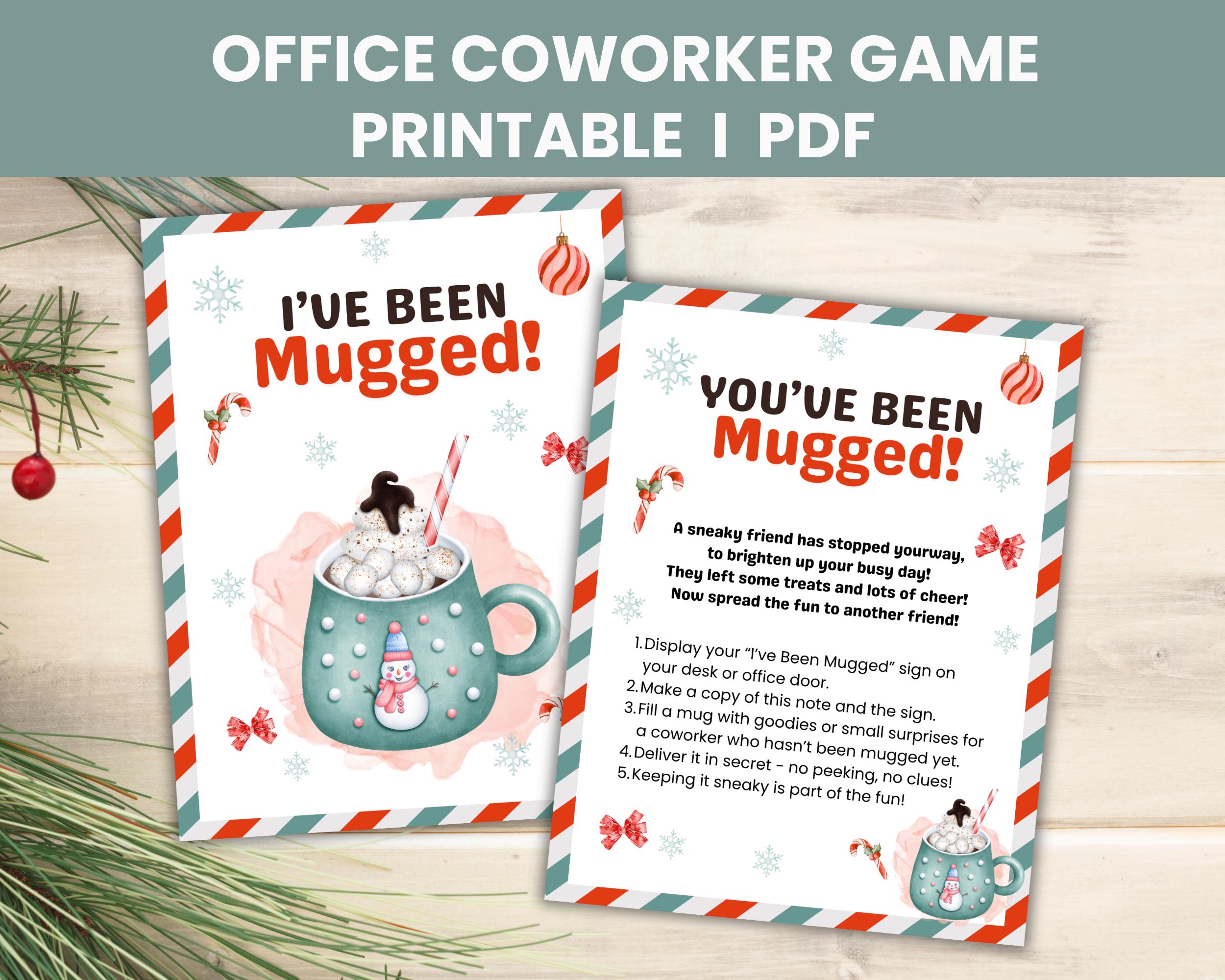 You've Been Mugged Printable, Christmas Mug Office Game, Holiday ...