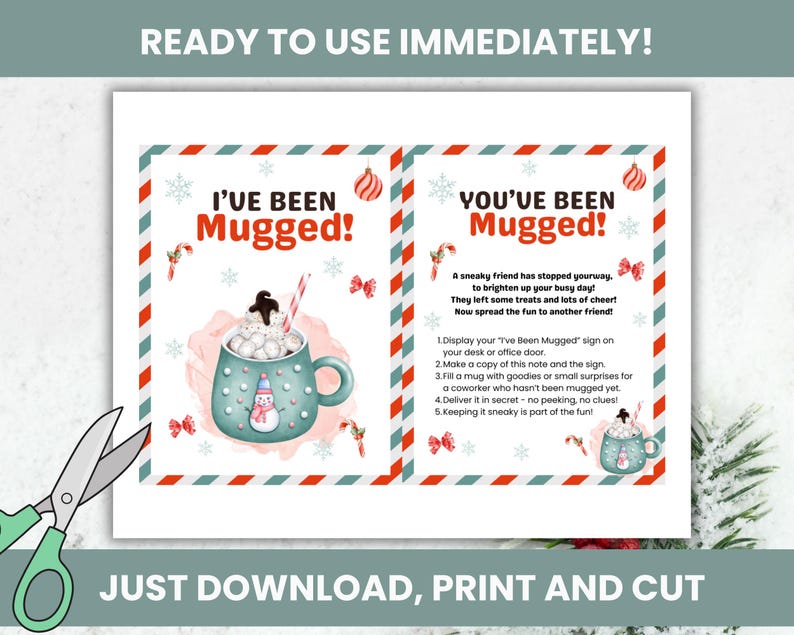 You've Been Mugged Printable, Christmas Mug Office Game, Holiday ...
