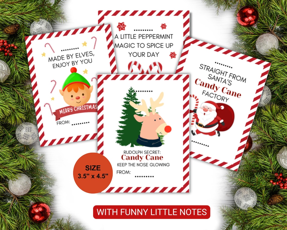 Printable Christmas Candy Cane Holder Gift Tags, Candy Cane Gram Tag ...