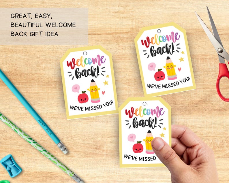 Welcome Back to School Gift Tags Printable, First Day of School Treats ...