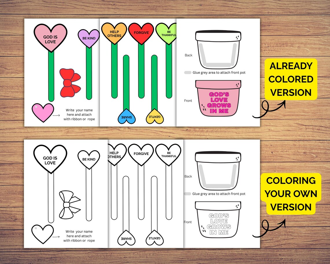 Printable God’s Love Grows in Me Valentine’s Day Christian Craft for ...