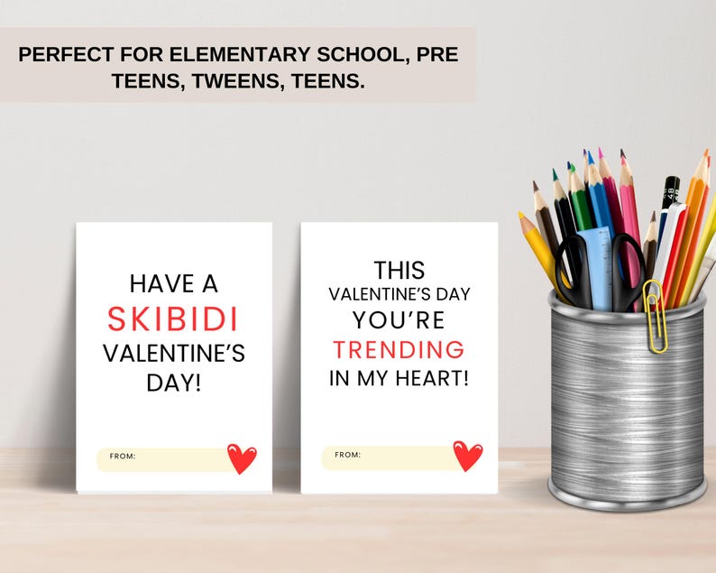Gen Alpha Slang Kids Valentines Day Cards for Tweens, Pre Teens ...