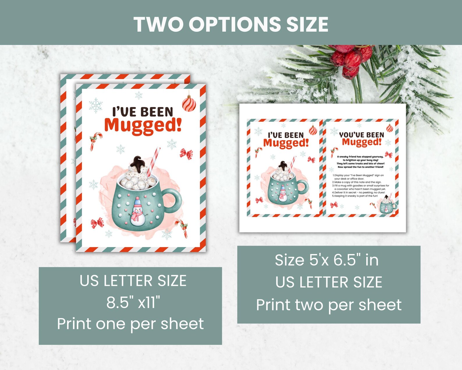 You've Been Mugged Printable, Christmas Mug Office Game, Holiday ...