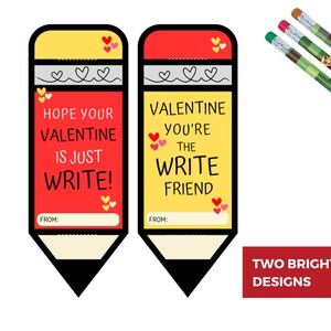 Valentine Pencil Holder, Printable Classroom Valentine Gift, Non Candy ...