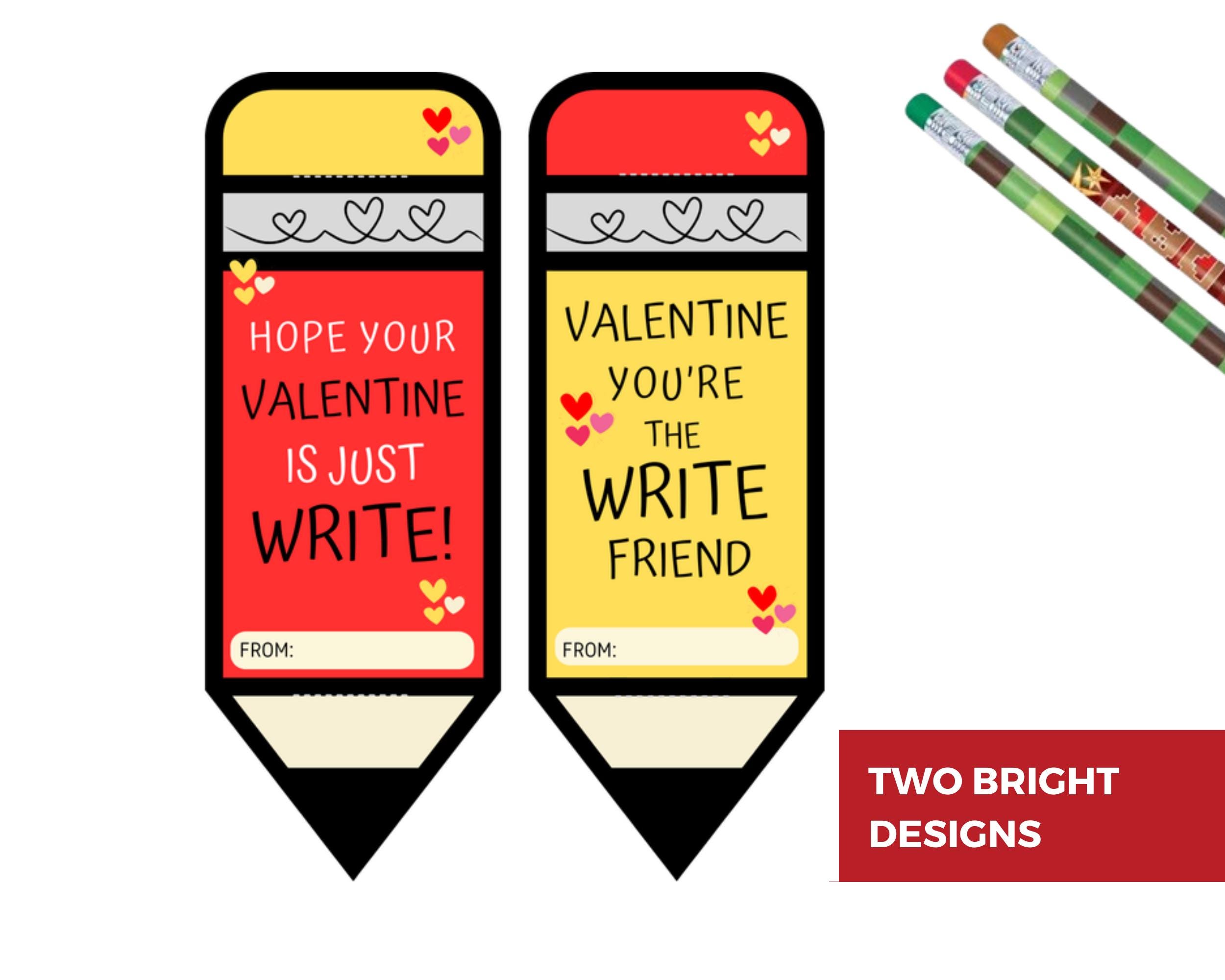 Valentine Pencil Holder, Printable Classroom Valentine Gift, Non Candy ...