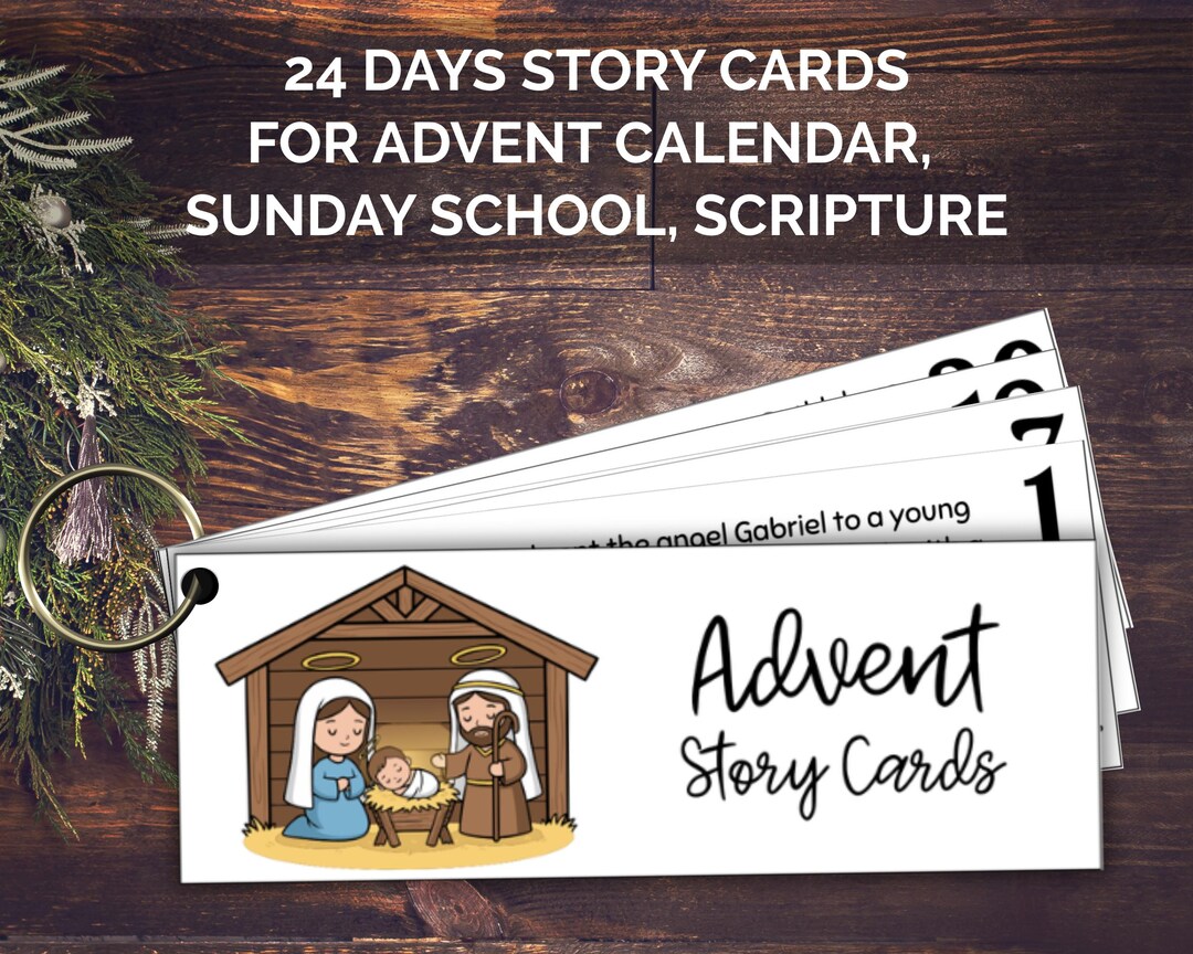 Kids Advent Christmas Story Cards Printable Nativity Countdown, Bible ...