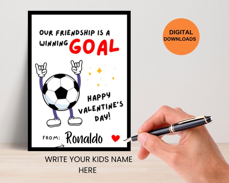 Soccer Valentines Day Cards Printable Kids Valentines Cards for Class ...