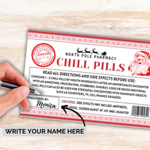 Chill Pill Labels, Christmas Printable Candy Jar Labels, Gag Gift for ...