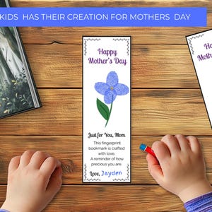 Printable Fingerprint Bookmark for Mother's Day, DIY Fingerprint ...