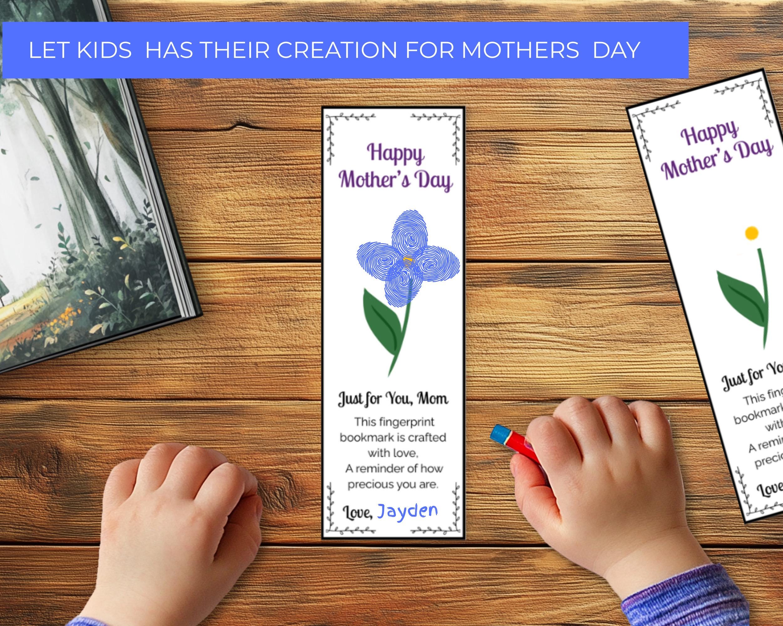 Printable Fingerprint Bookmark for Mother's Day, DIY Fingerprint ...