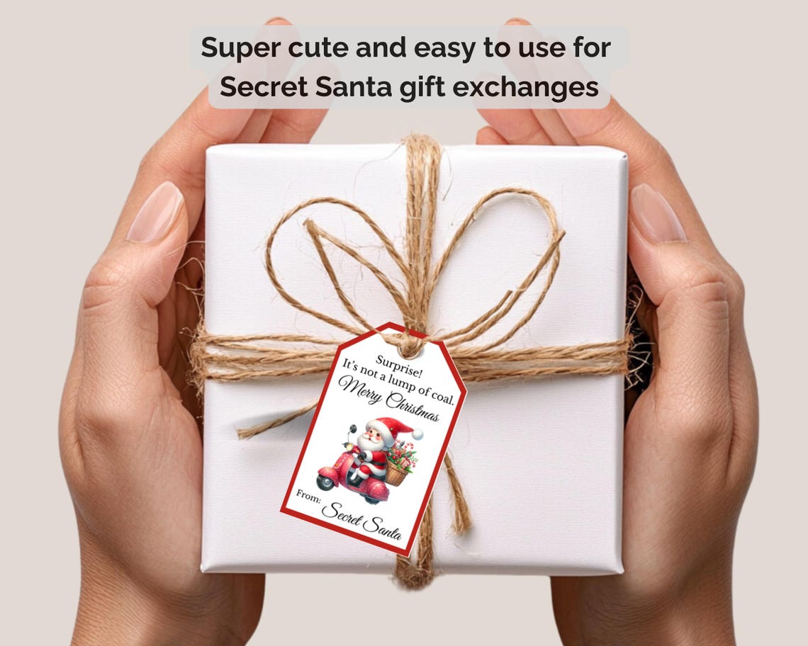 Secret Santa Gift Tags, Printable Christmas Gift Exchange Office Party ...