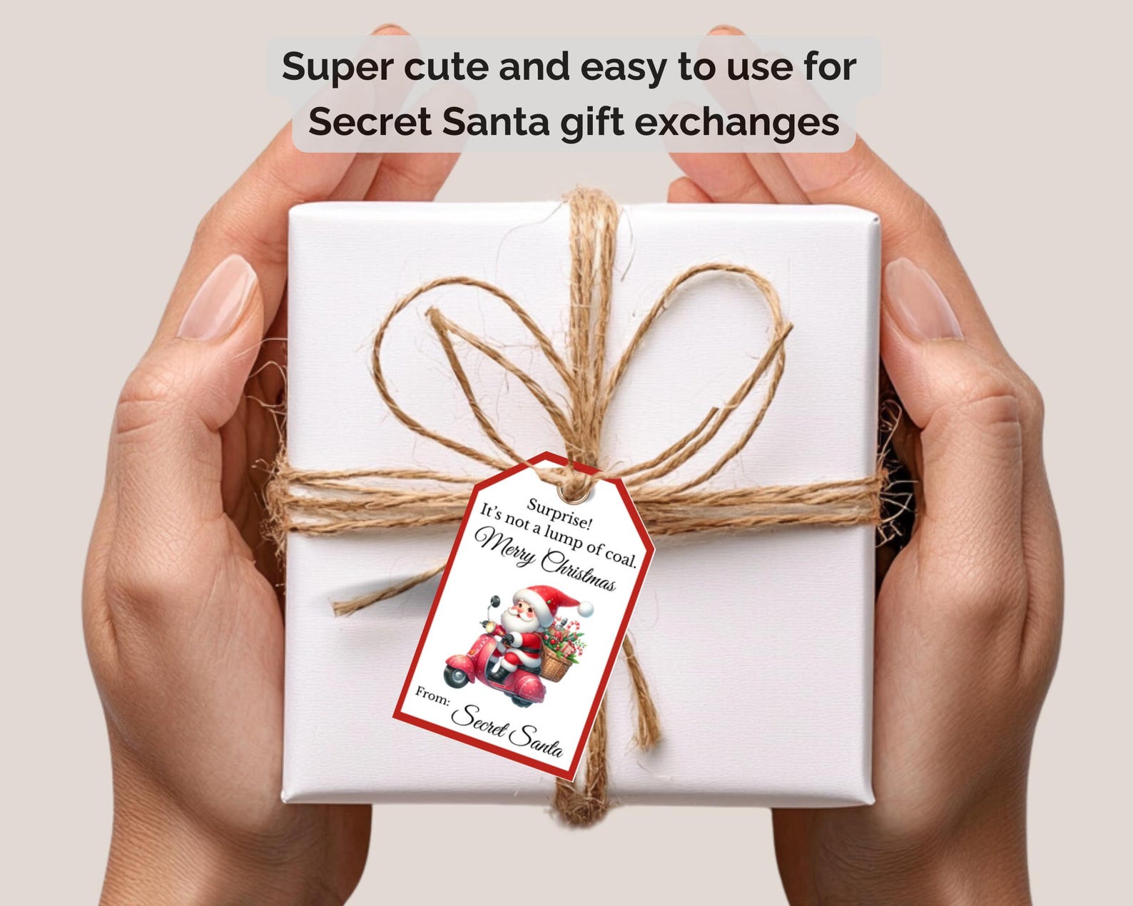 Secret Santa Gift Tags, Printable Christmas Gift Exchange Office Party ...