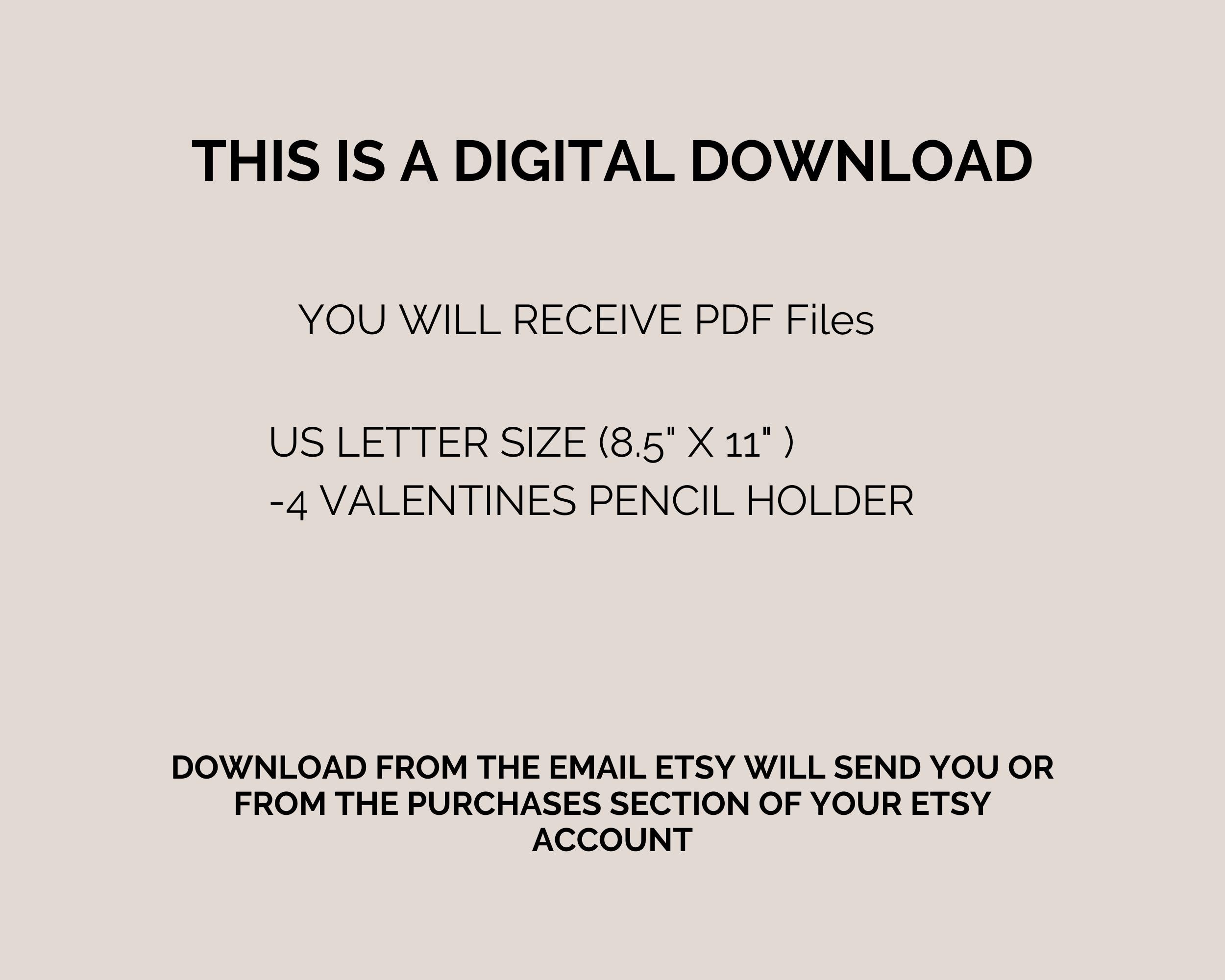 Valentine Pencil Holder, Printable Classroom Valentine Gift, Non Candy ...