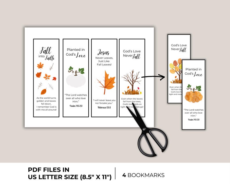 Fall Christian Fingerprint Bookmarks Printable, Fall Bible Bookmark ...
