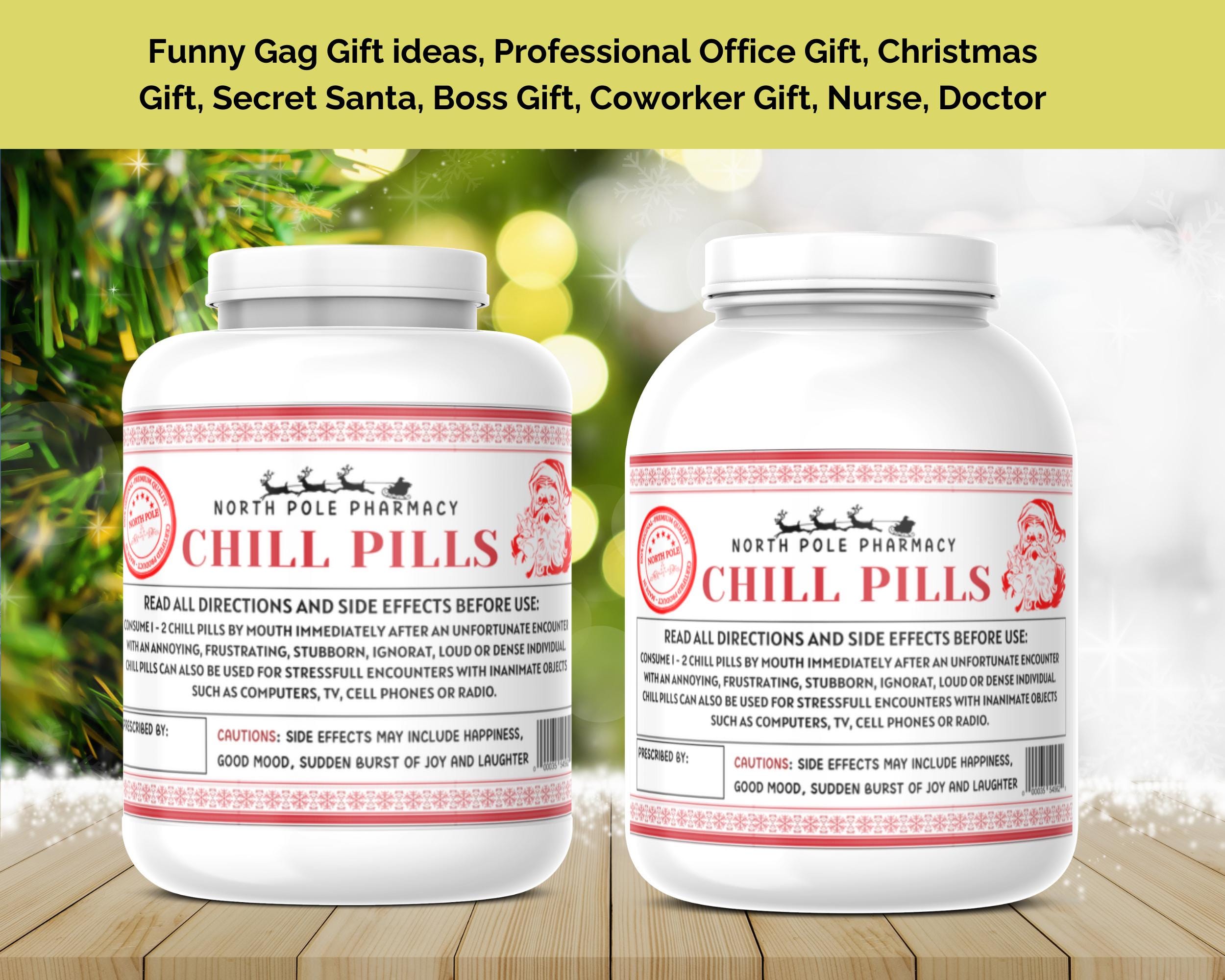 Chill Pill Labels, Christmas Printable Candy Jar Labels, Gag Gift for ...