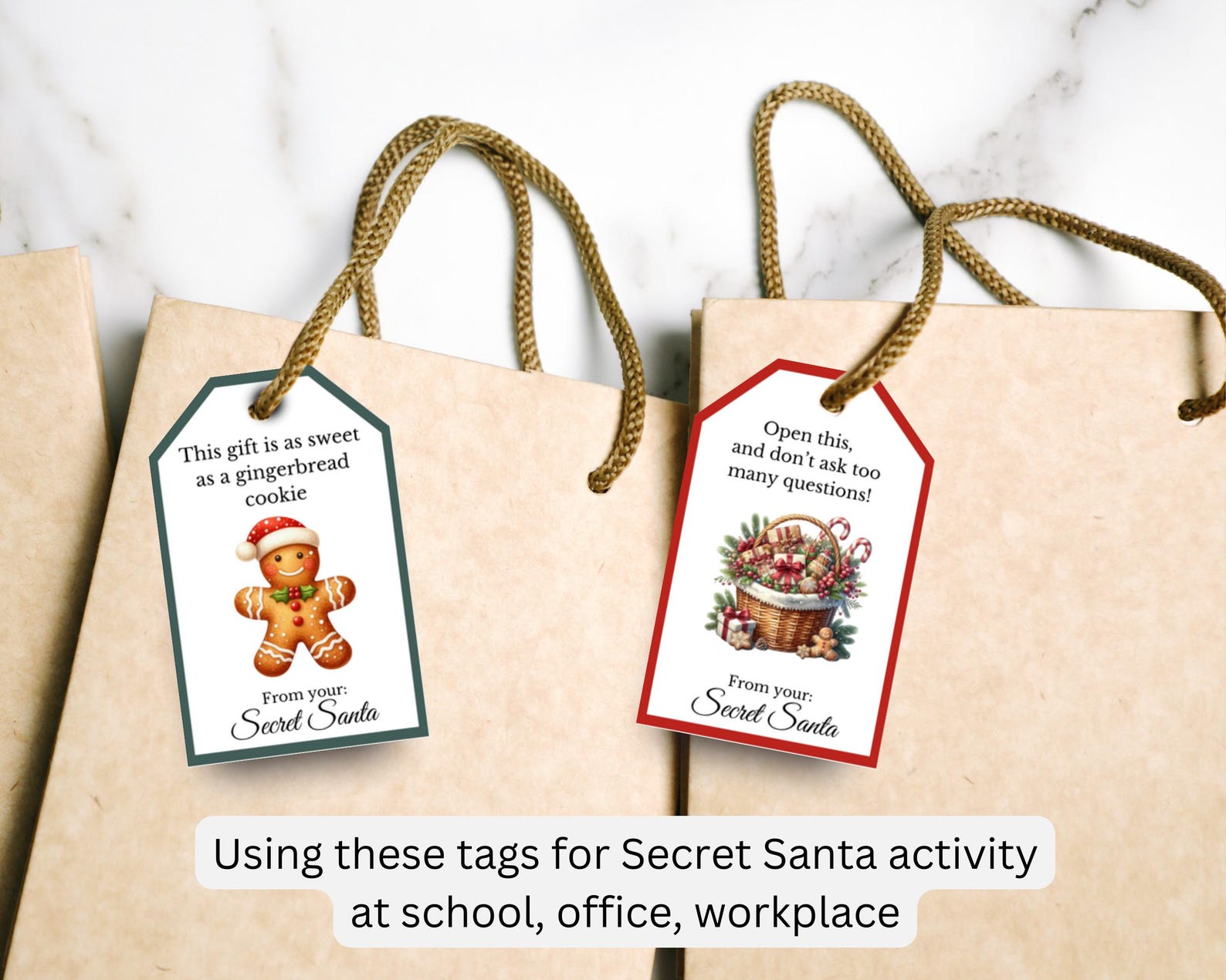 Secret Santa Gift Tags, Printable Christmas Gift Exchange Office Party ...