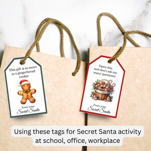 Secret Santa Gift Tags, Printable Christmas Gift Exchange Office Party ...