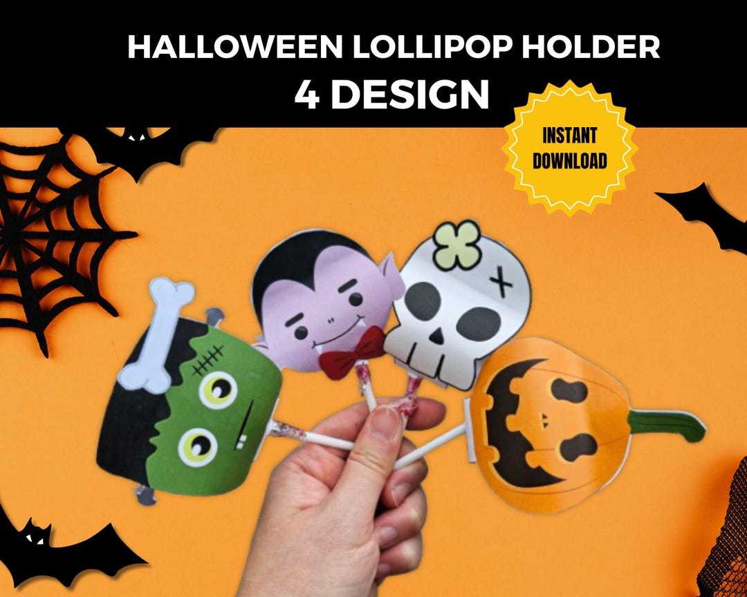 Halloween Lollipop Holder Printable Candy Stick Holder, Dracula Pumpkin ...