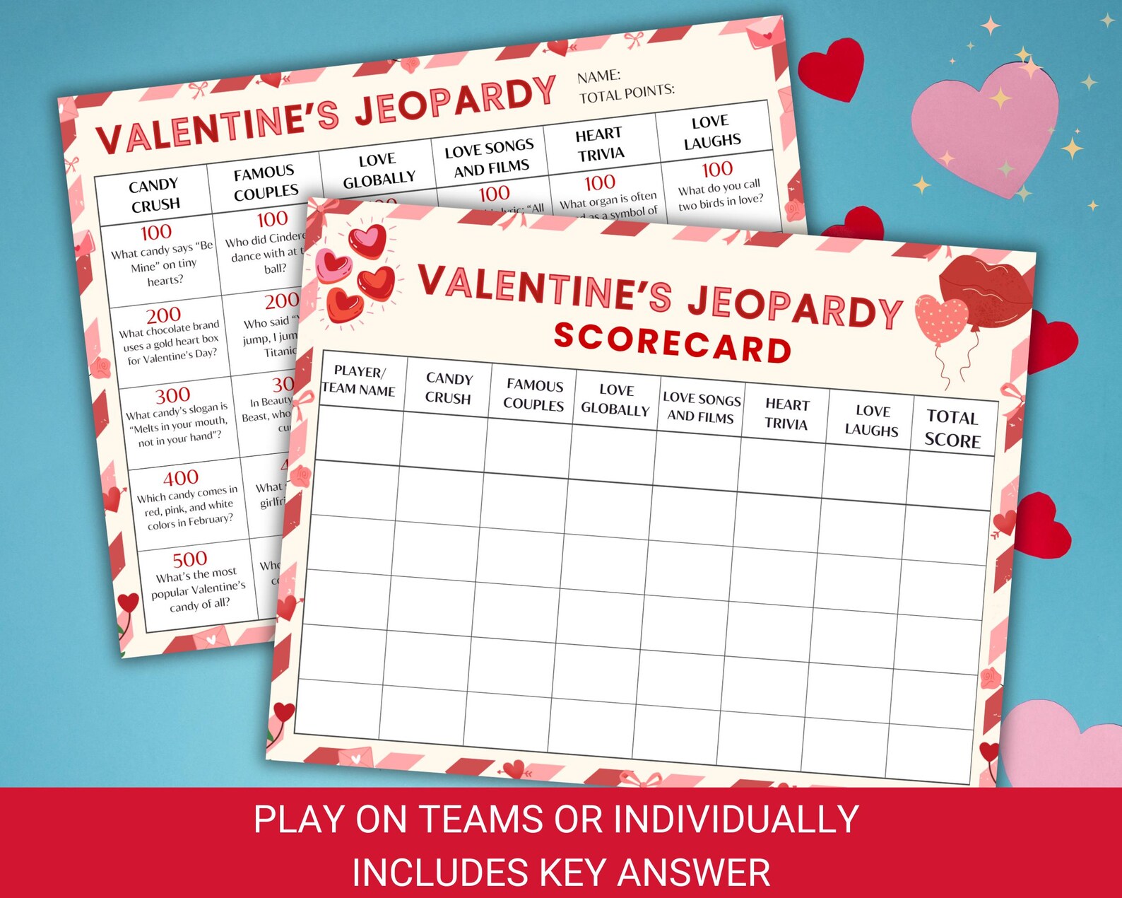 Valentines Jeopardy Game Printable Galentine Trivia, Fun Game for Kids ...