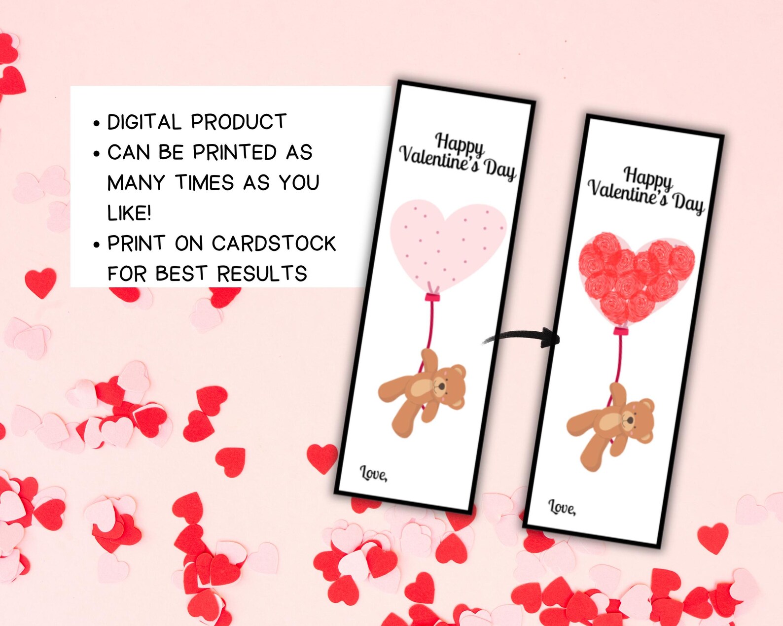 Valentines Day Fingerprint Bookmark Printable, Thumbprints Art Keepsake ...