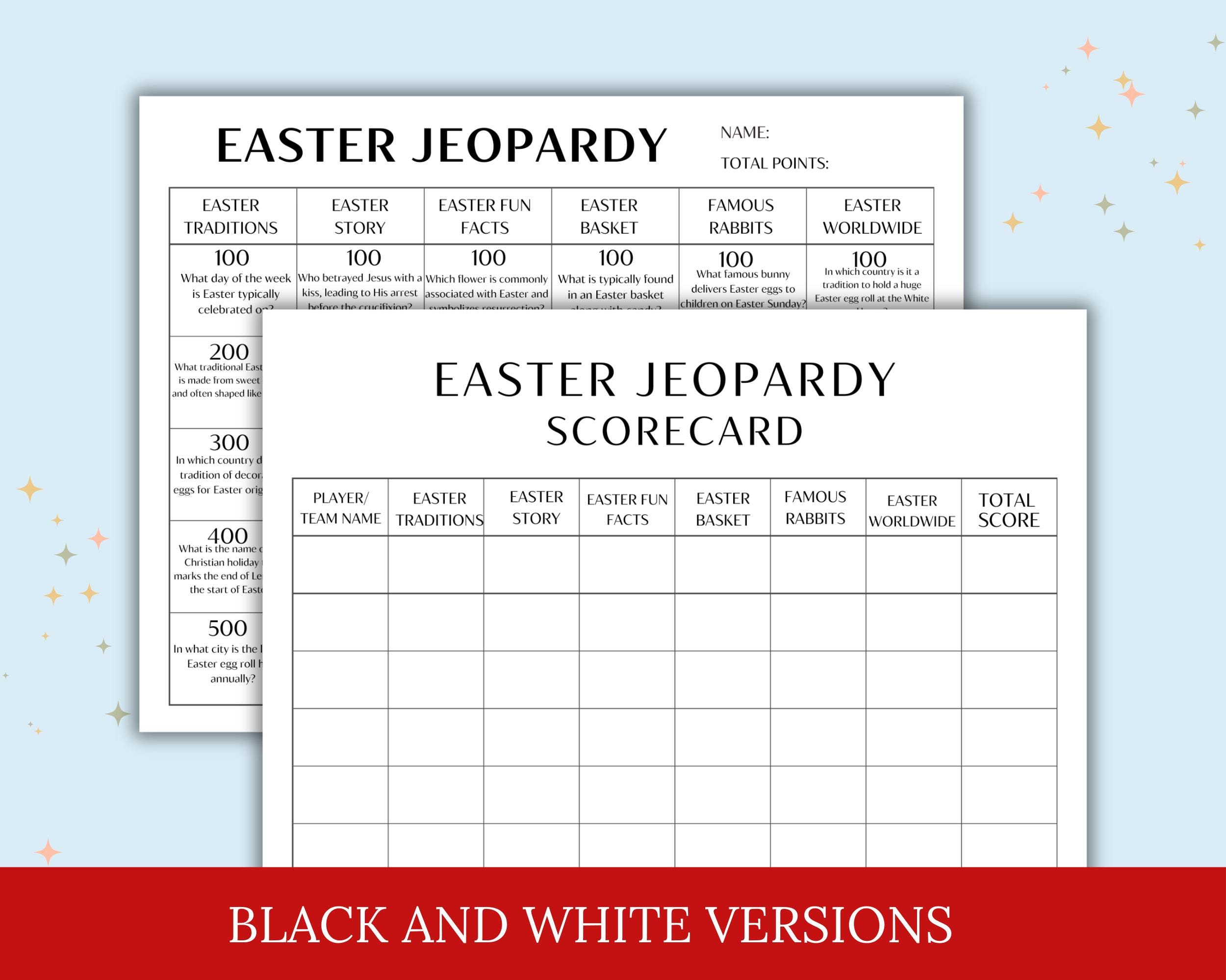 Easter Jeopardy Game Kit Printable, Easter Icebreaker Game, Easter ...
