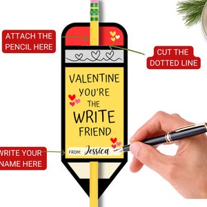 Valentine Pencil Holder, Printable Classroom Valentine Gift, Non Candy ...