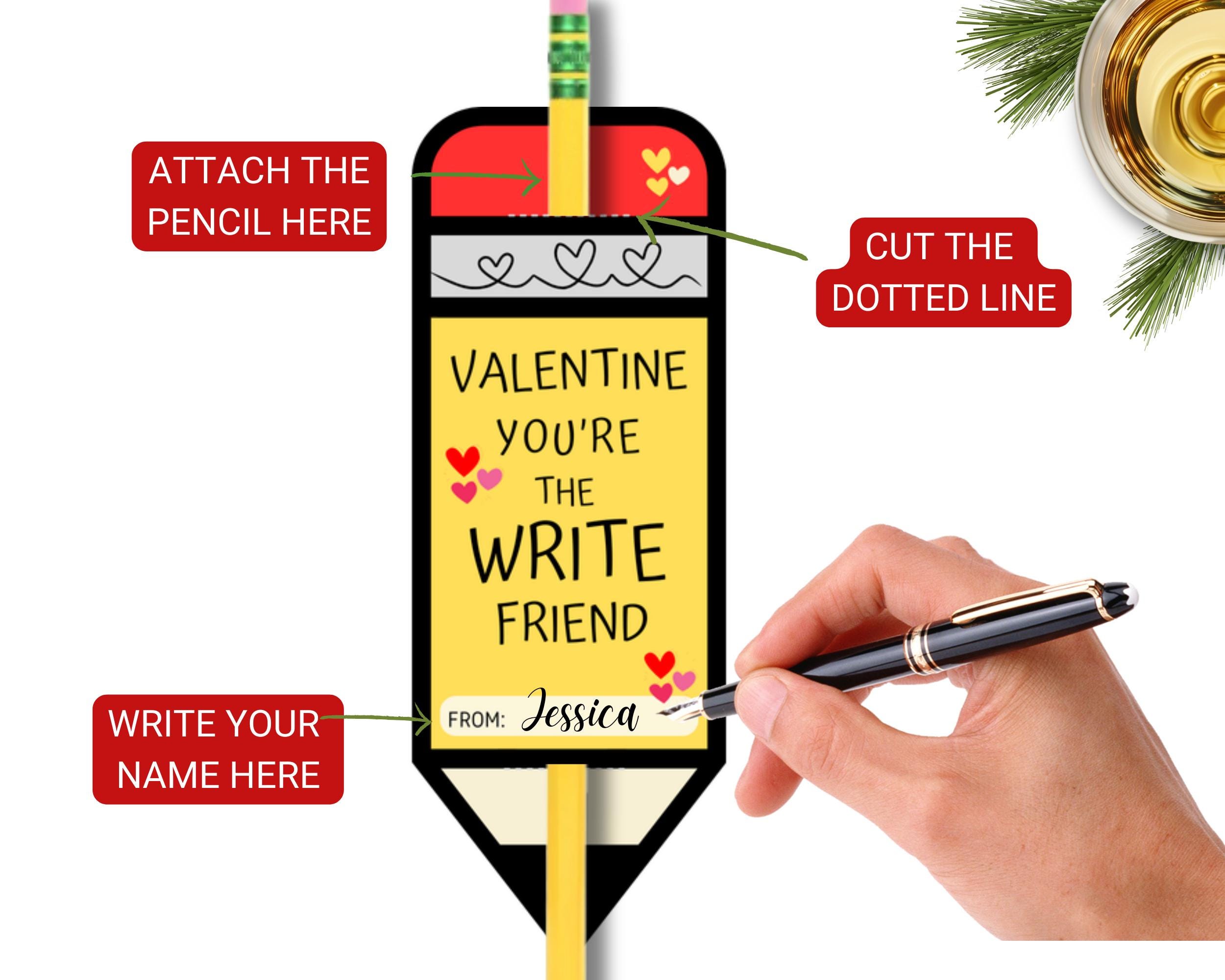 Valentine Pencil Holder, Printable Classroom Valentine Gift, Non Candy ...