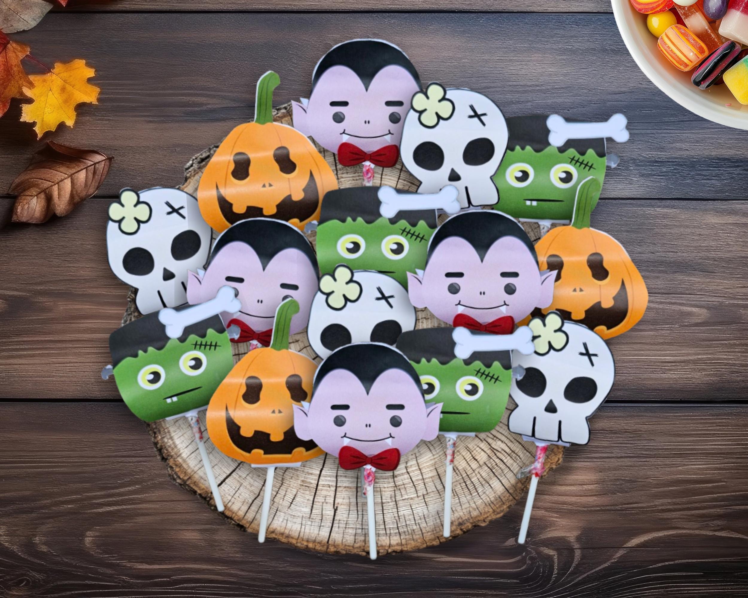 Halloween Lollipop Holder Printable Candy Stick Holder, Dracula Pumpkin ...