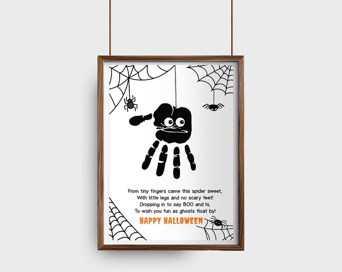 Halloween Spider Handprint Craft | Kids Printable Art | DIY Halloween ...