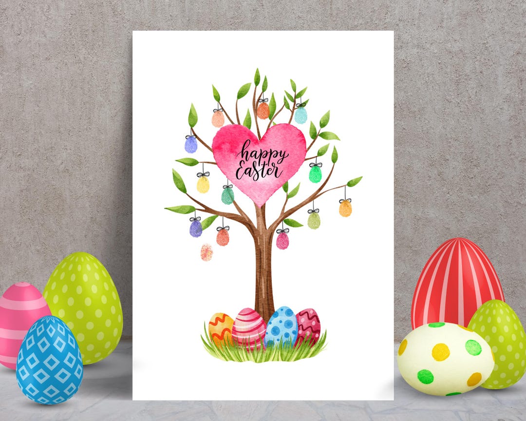 Easter Fingerprint Craft Printable, Easter Tree Keepsake, Kids Easter ...