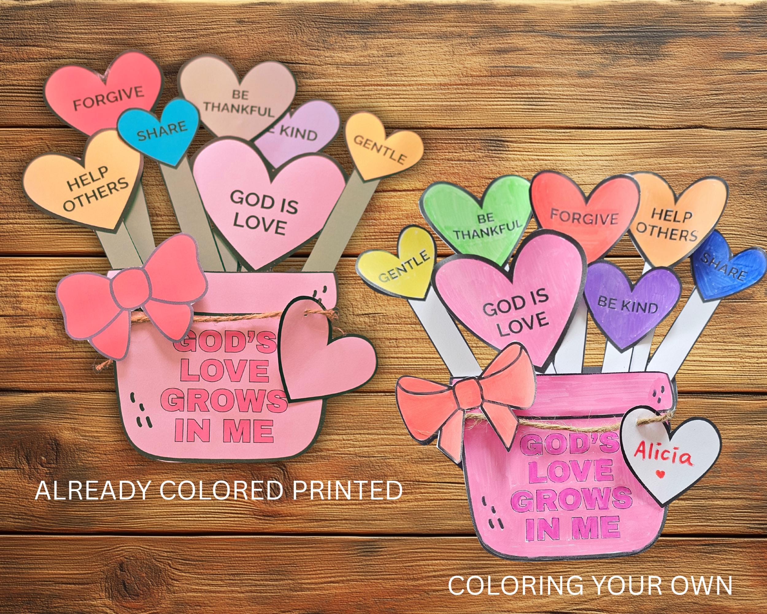 Printable God’s Love Grows in Me Valentine’s Day Christian Craft for ...