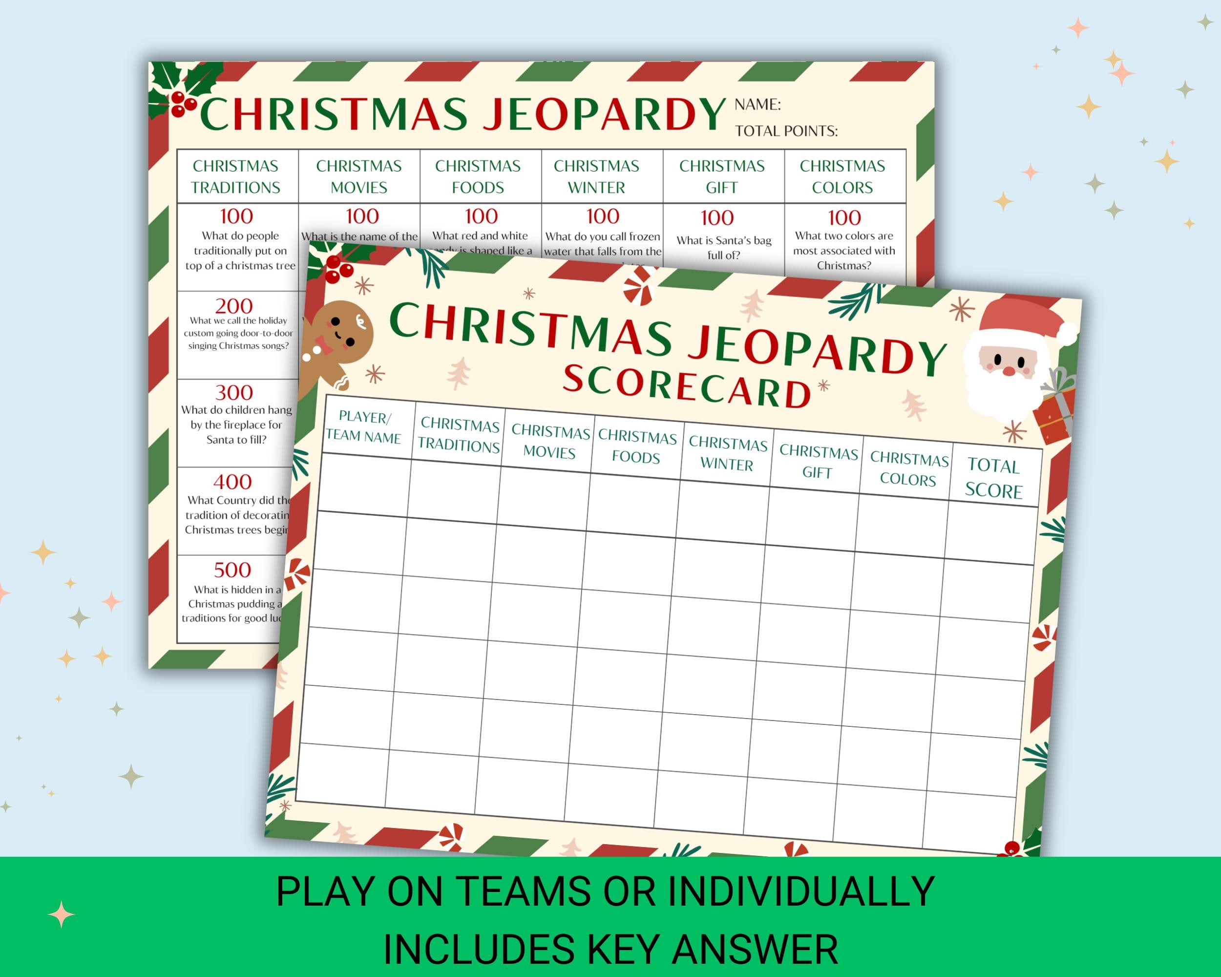 Christmas Jeopardy Game, Printable Holiday Trivia, Christmas Office ...