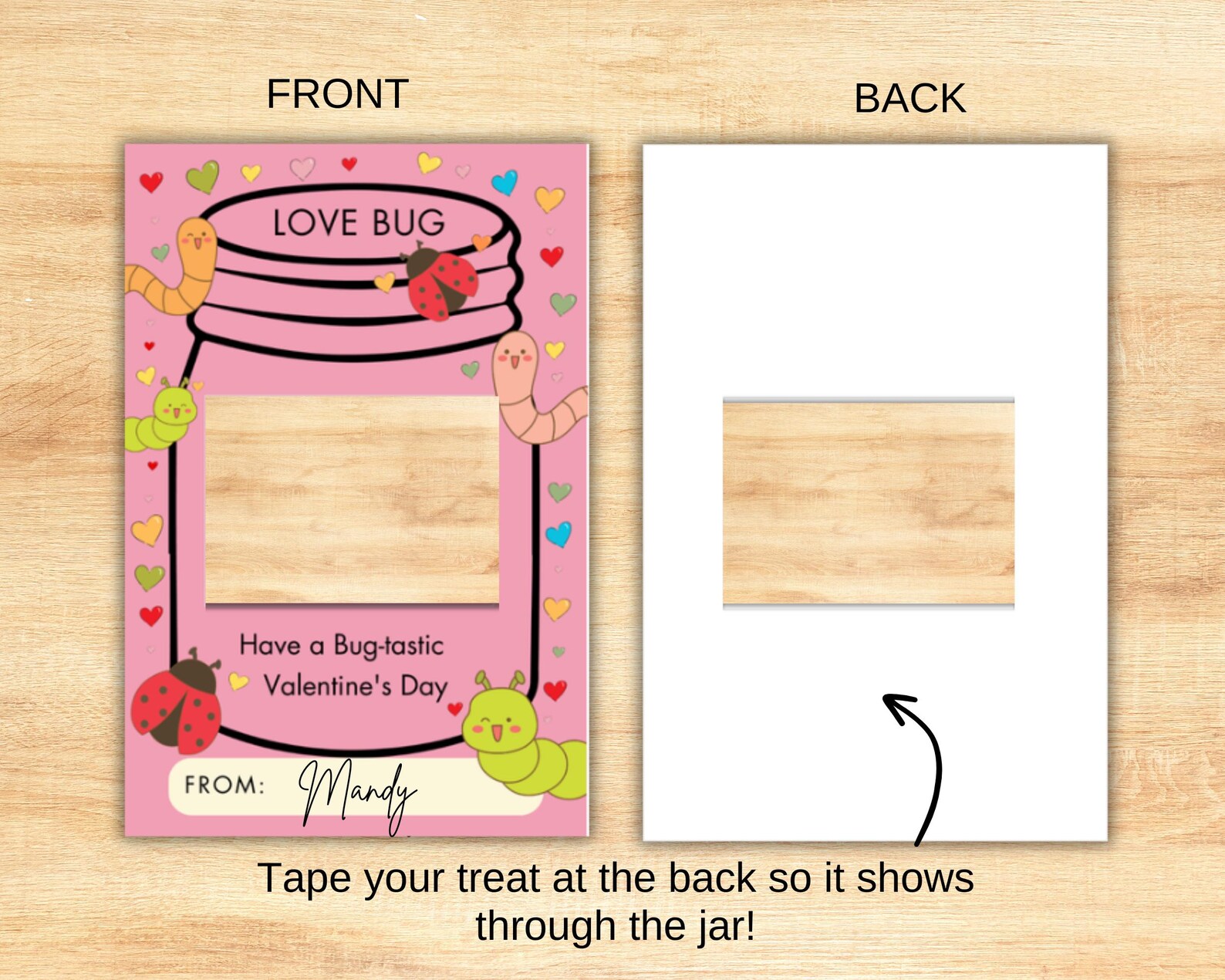 Printable Love Bug Valentine Cards With Mason Jar Design, Gummy Worm ...