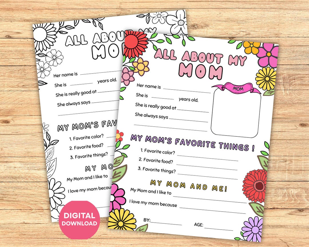 All About My Mom Printable, Mother's Day Questionnaire Worksheet ...